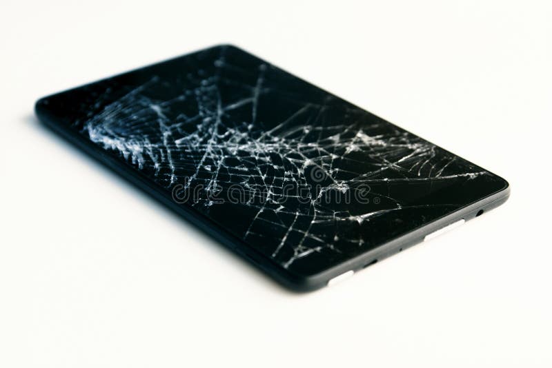 Picture of Cracked Display on a Tablet Isolated on White. Tablet with ...