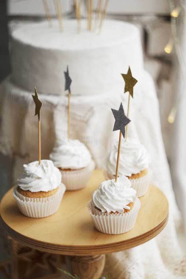 Picture of Creamy Cakes with Decor of Star Stock Photo - Image of ...