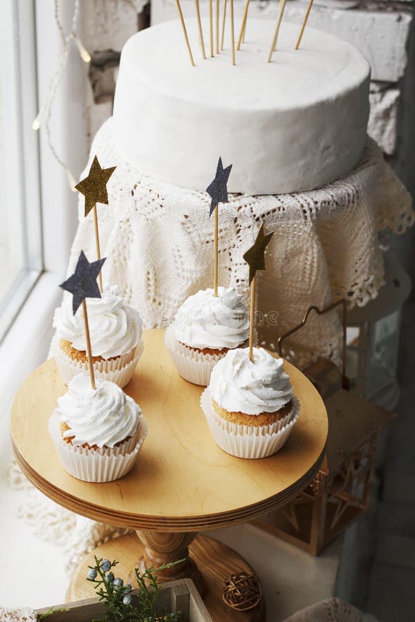 Picture of Creamy Cakes with Decor of Star Stock Image - Image of star ...