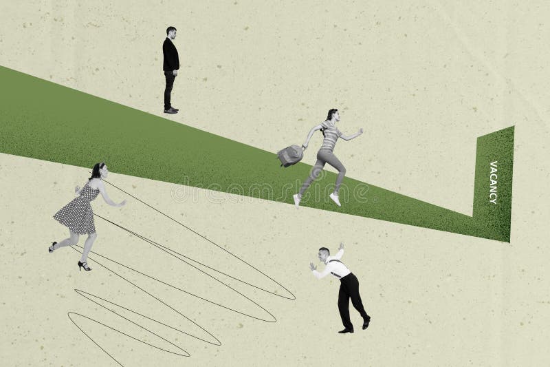 Picture Creative Collage of People Direct Way Vacancy on Green ...