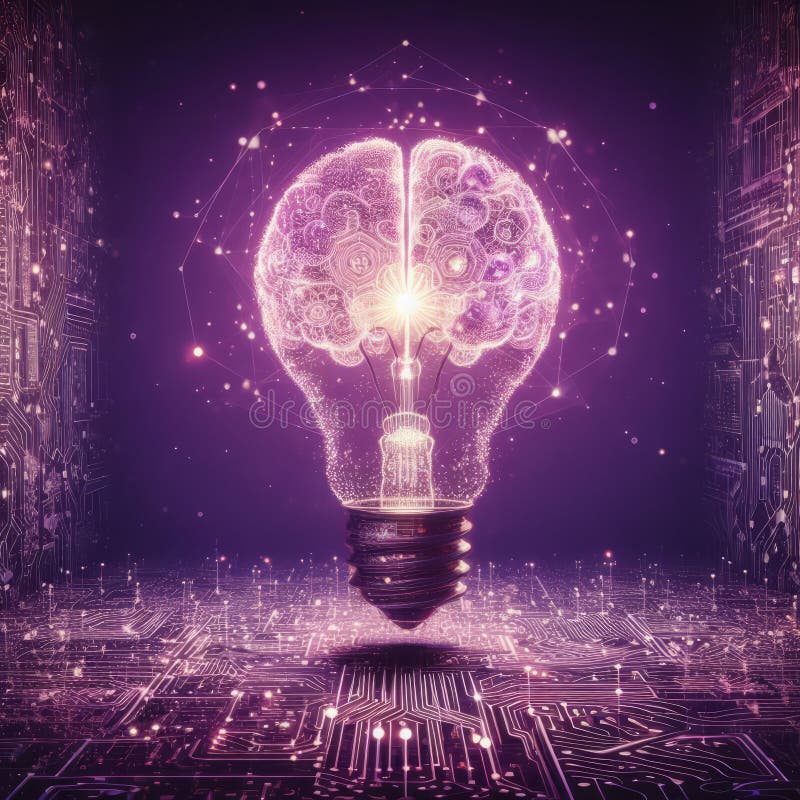 Creative Idea Concept with Bulb Future Technology and Brain Stock ...