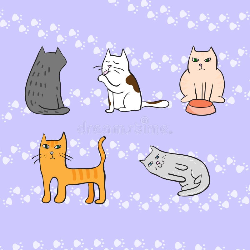 Cats and footprints stock vector. Illustration of cats - 63911016