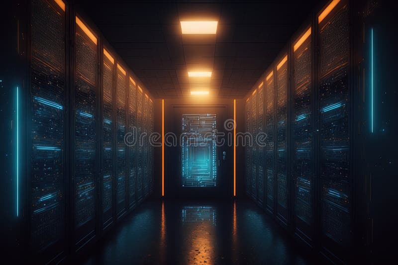 A Picture of a Database Room in Cyberspace Stock Illustration ...
