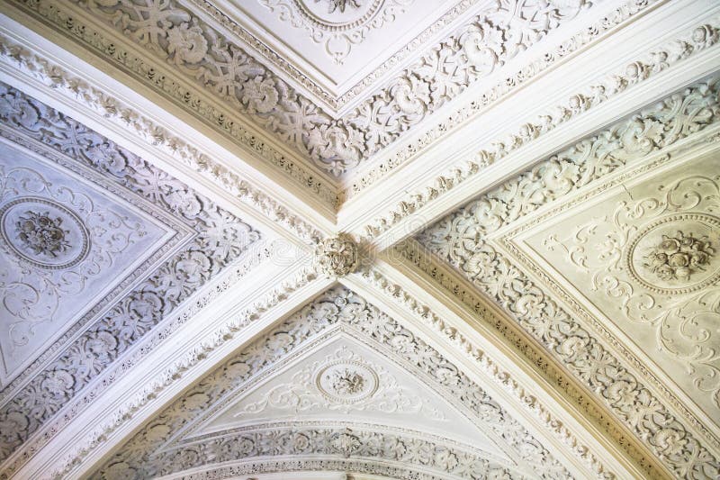 Decorated Ceiling Detail in an Arched Ceiling in an Old Medieval Castle ...