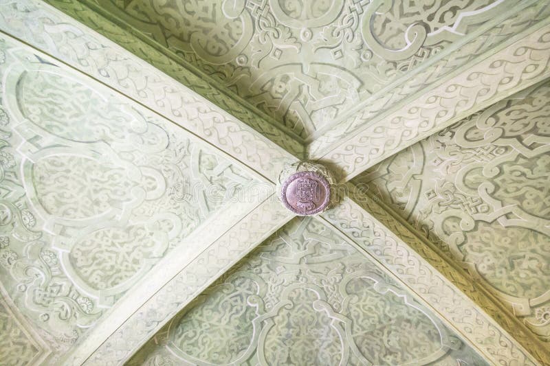 Decorated Ceiling Detail in an Arched Ceiling in an Old Medieval Castle ...