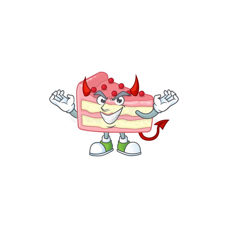 A Picture of Devil Strawberry Slice Cake Cartoon Character Design Stock ...