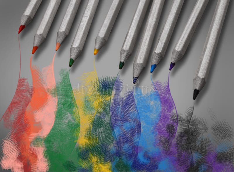 Picture drawn with crayons stock illustration. Illustration of hand ...