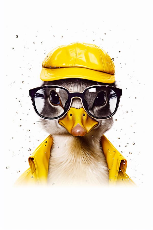Picture of Duck Wearing Yellow Hat, Glasses and Yellow Jacket ...