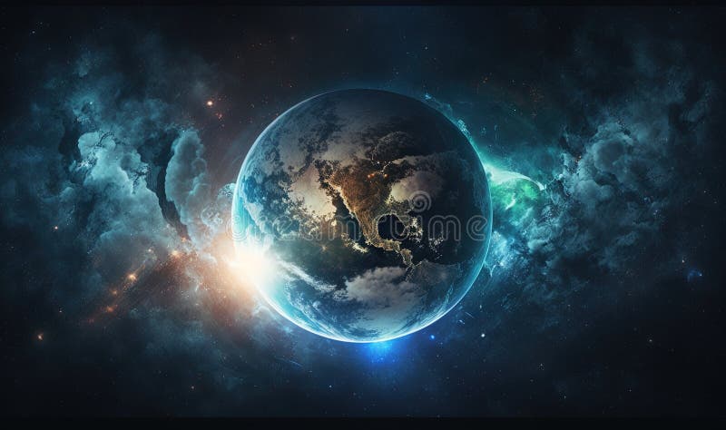 A Picture of the Earth in the Middle of the Space Stock Illustration ...