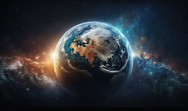 A Picture of the Earth in Space with Stars Around it Stock Illustration ...