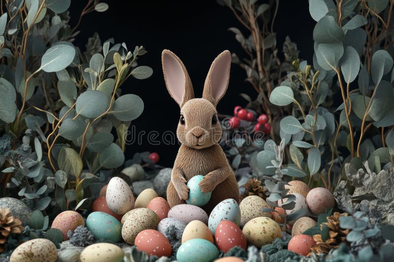 A Picture of the Easter Bunny with Chocolate Eggs Hidden in a ...