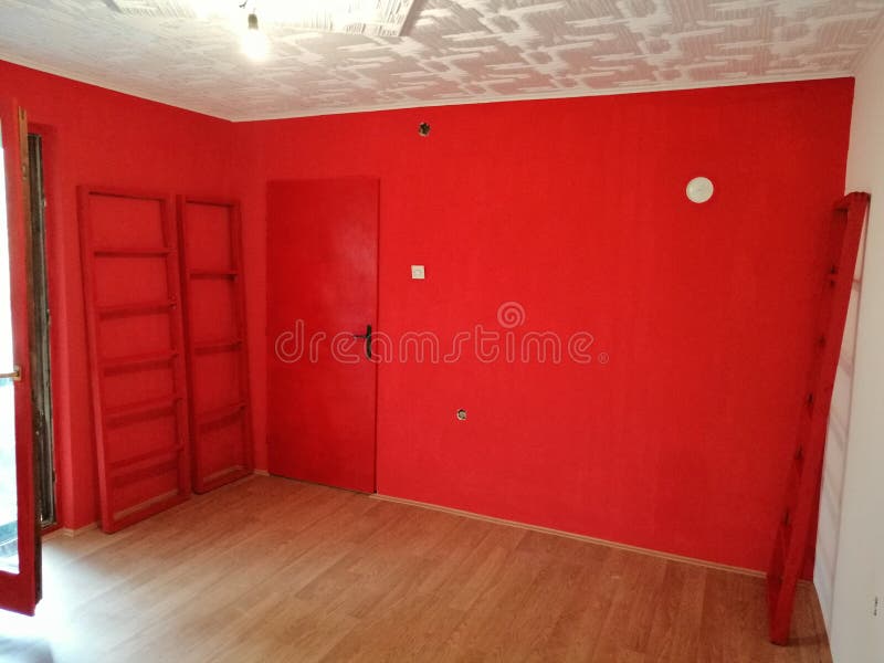 Empty red room stock image. Image of white, room, empty - 177168287