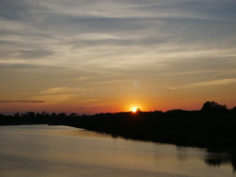 Landscape Evening Riverside Sunset. Stock Photo - Image of dawn, river ...
