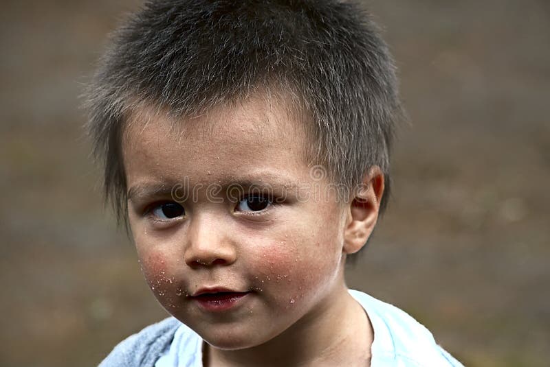 Face of a Kid Looking at Front Stock Image - Image of green, playing ...
