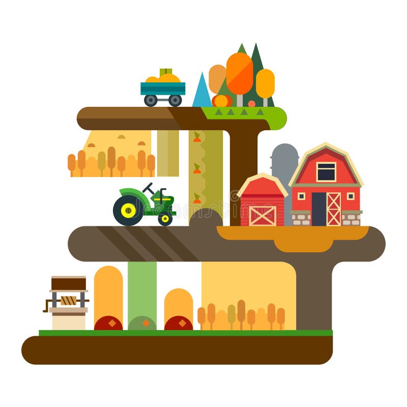 Picture of Farm Life on a White Background. Vector Illustration Stock ...