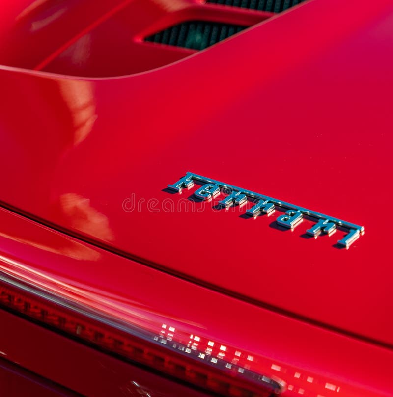 Ferrari Logo Rear Red editorial photo. Image of america - 146476736
