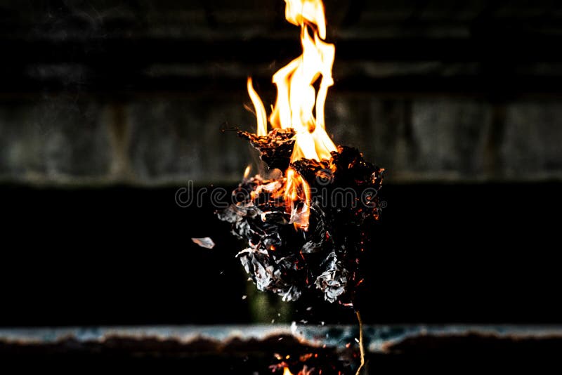A Picture of a Fire Burning Paper Stock Photo - Image of icon, burning ...