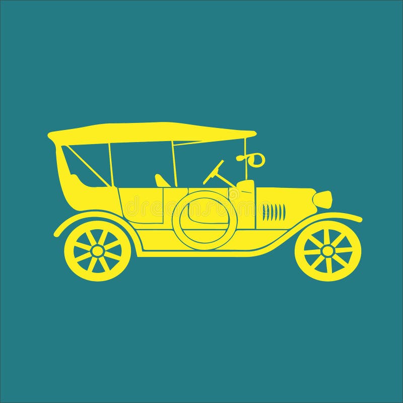 Picture of First Car on Blue Background. Logotype. Vector Illustration ...