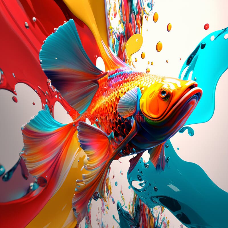 Picture of a Fish in Paint. Stock Illustration - Illustration of fish ...