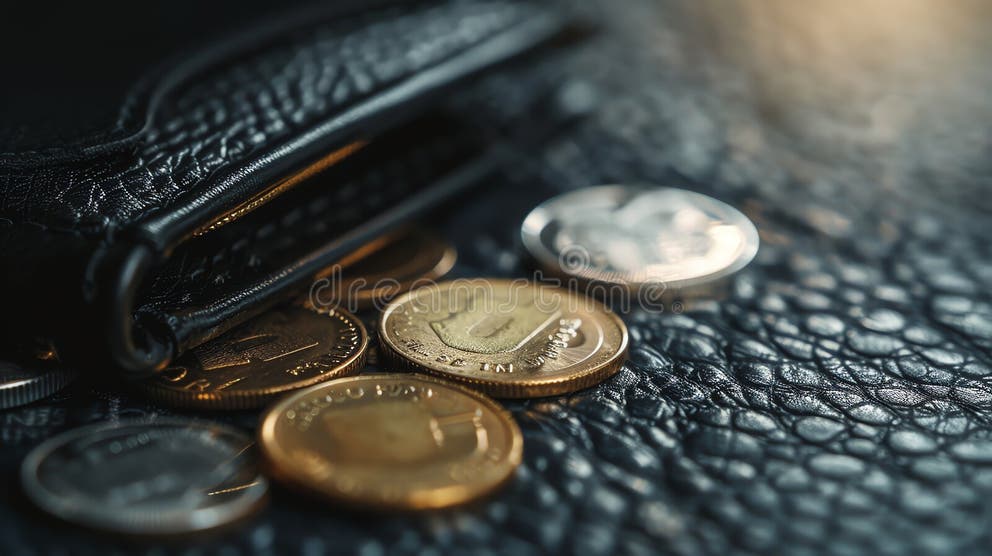 Illustrations Picture Five Coins and Wallet 56 Stock Image - Image of ...