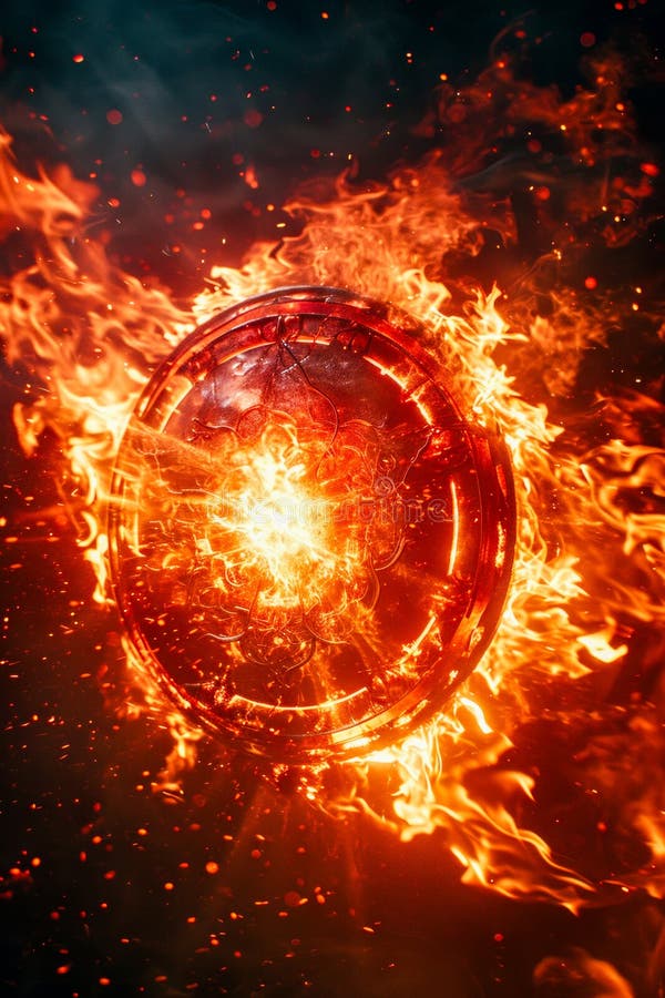 Picture of Flaming Circle with Close Up View of Man Standing in Front ...