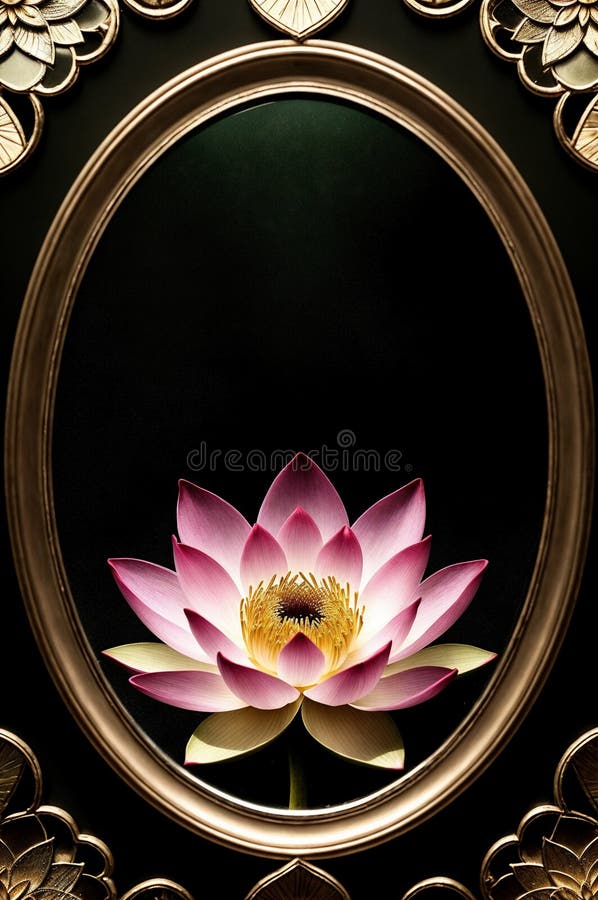 A Picture of a Flower in a Gold Frame. Stock Illustration ...