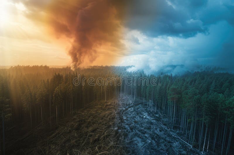 A Picture of a Forest with a Fire in the Distance. Suitable for ...