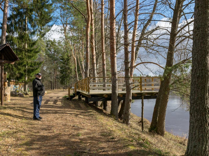 Picture with Forest Path Along the River Editorial Stock Photo - Image ...
