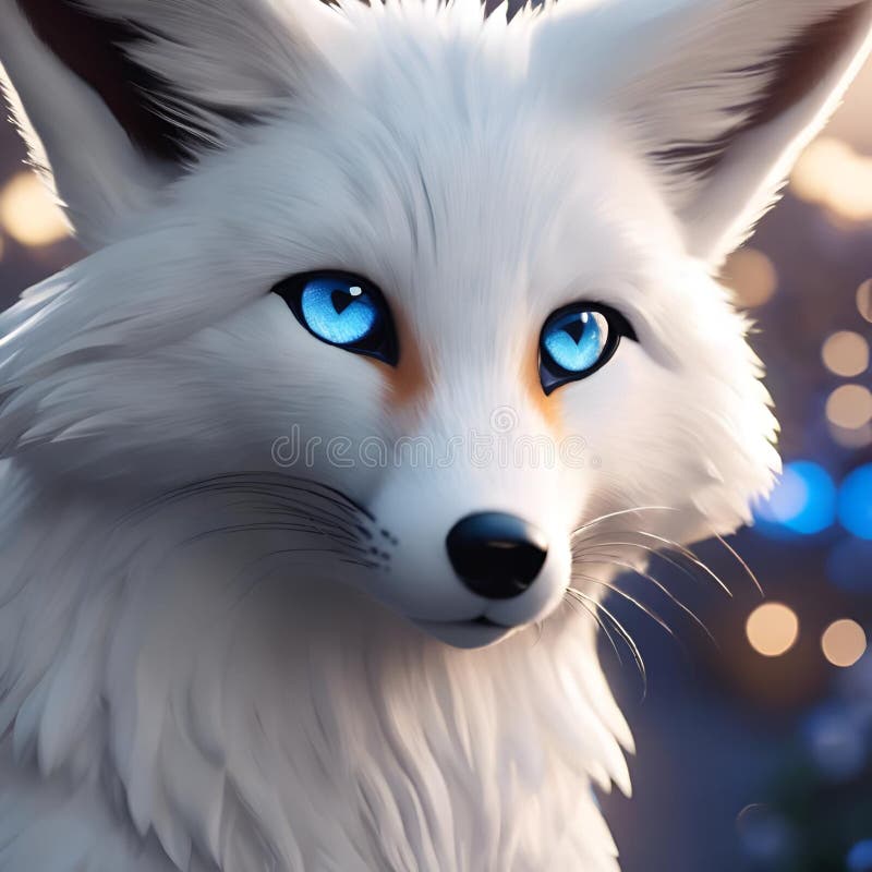 A Picture of a Fox with Blue Eyes and a Night Time Glow Stock ...