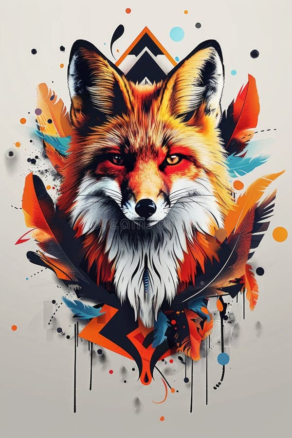 A Picture of a Fox with Feathers on it S Head Stock Image - Image of ...