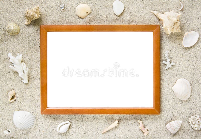 Picture Frame with Beach Theme Stock Image - Image of wood, snail: 20493675