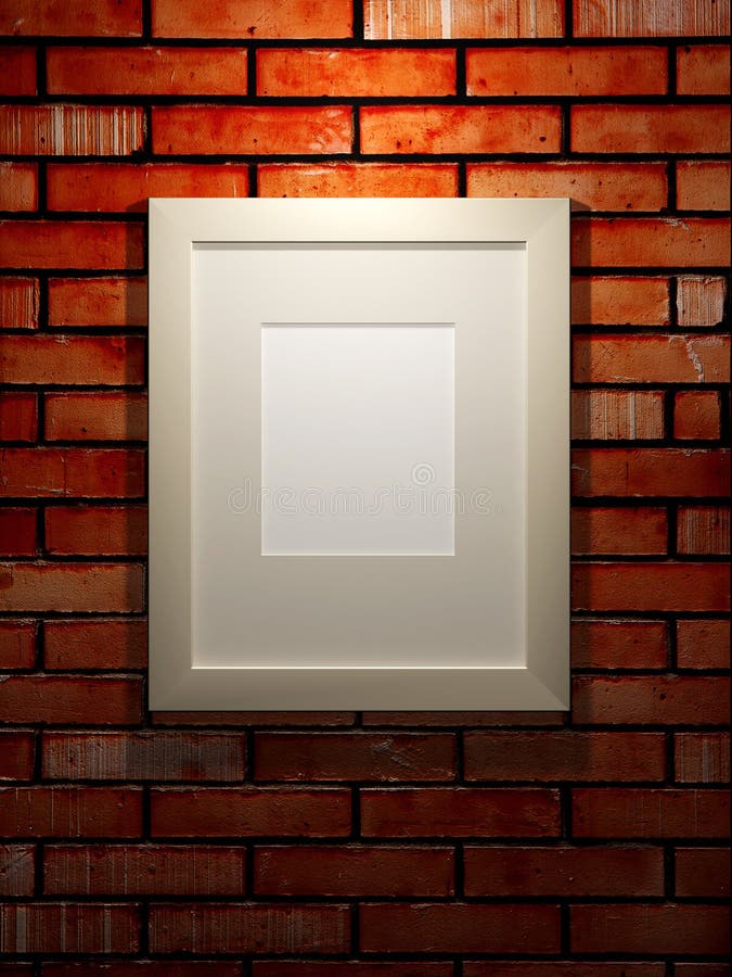Picture Frame on a Brick Wall Stock Illustration - Illustration of ...