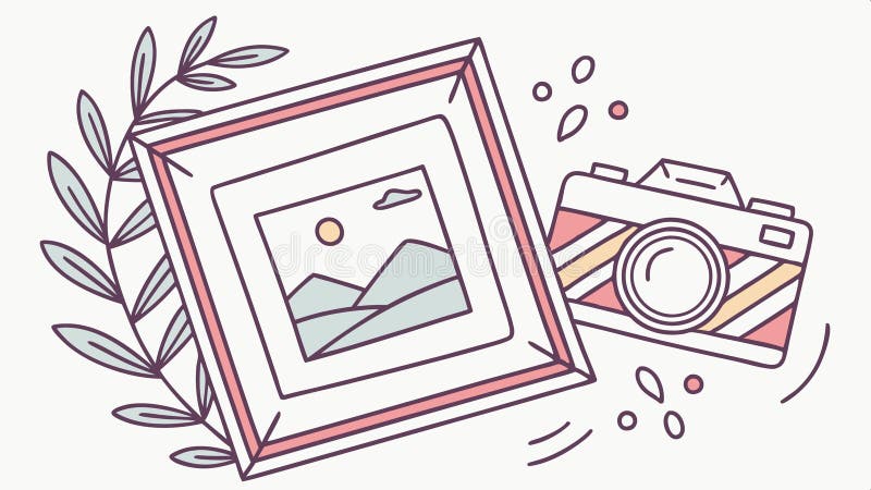 Picture Frame and Camera, Photography and Memories Theme Vector Design ...