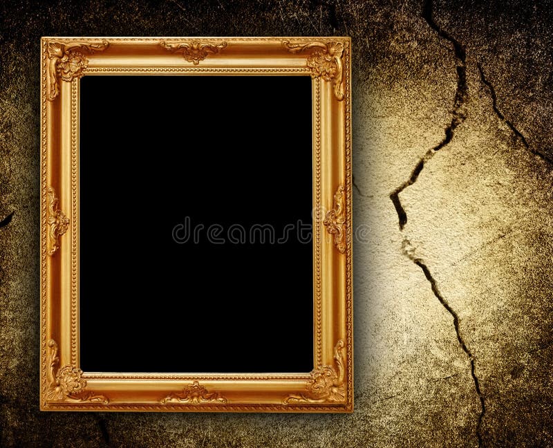 Picture Frame on Cracked Wall Stock Photo - Image of paint, fissure ...