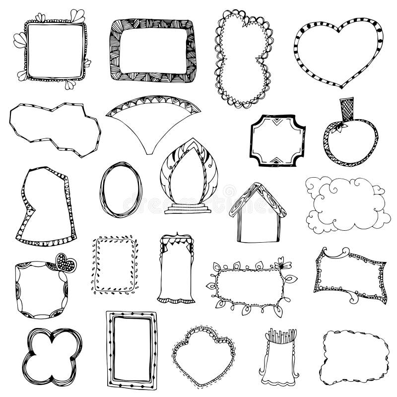 Picture Frame Drawing Designs Vector Set on White Isolated Stock Vector ...