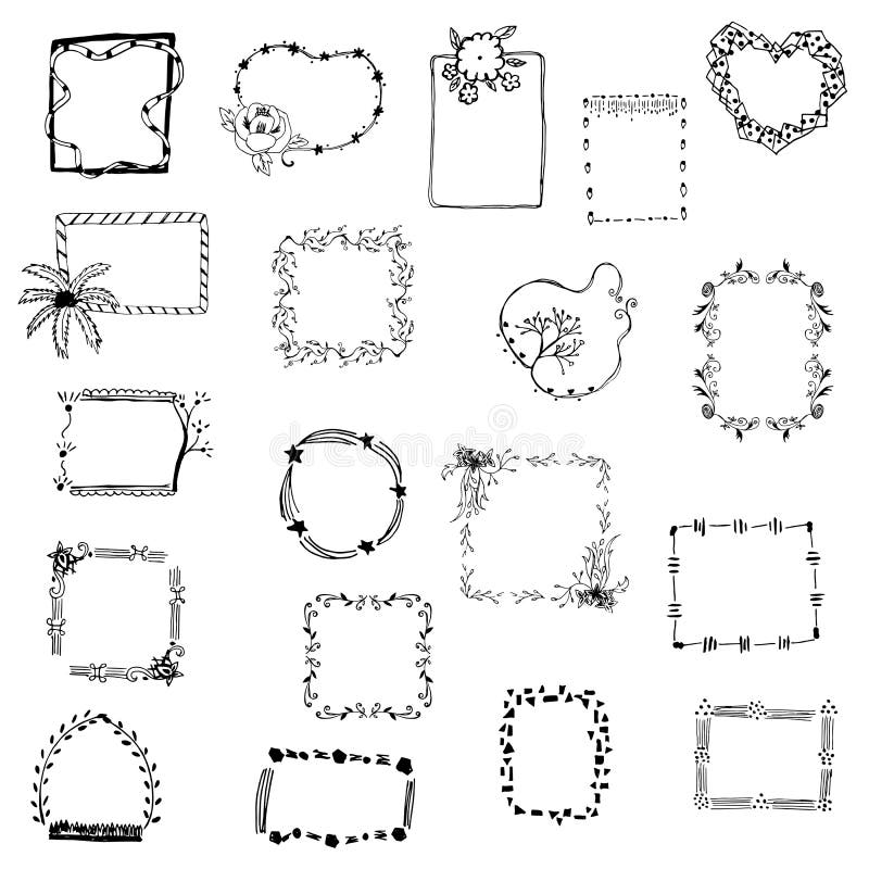 Picture Frame Drawing Set Vector on White Isolated Stock Vector ...