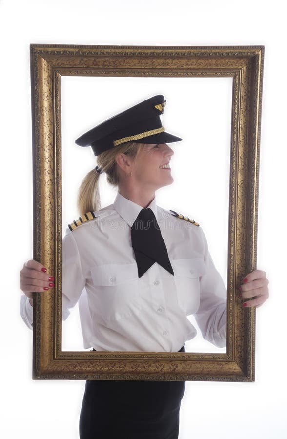 In a Picture Frame Female Airline Pilot Stock Photo - Image of career ...