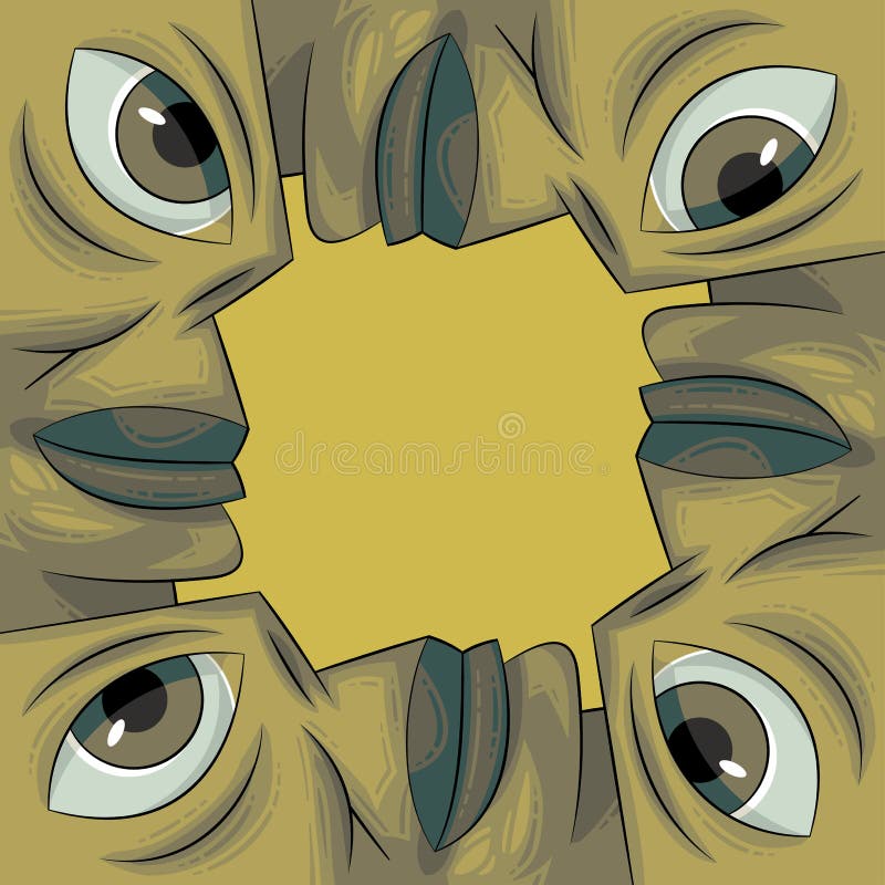 Picture Frame Formed Out of Four Faces Stock Vector - Illustration of ...
