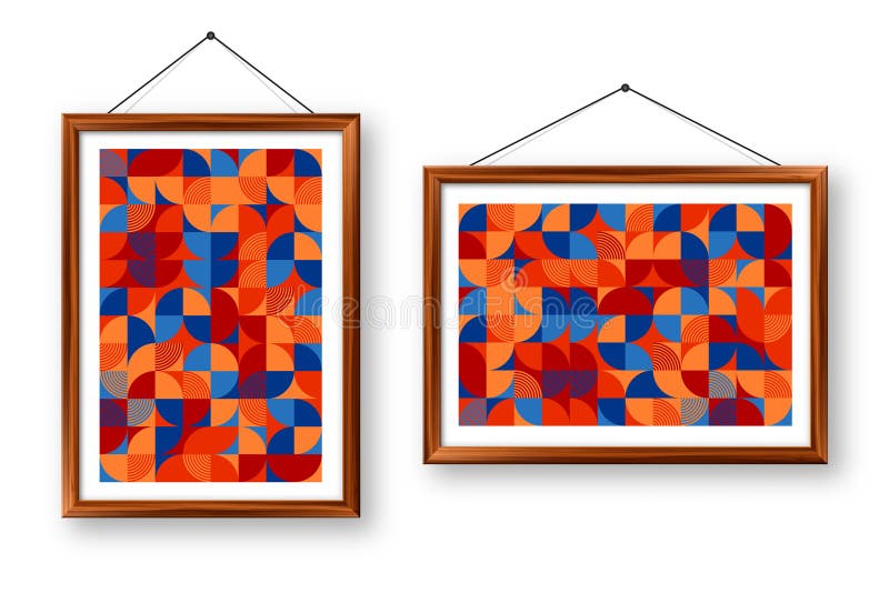 Picture Frame with Geometric Trendy Pattern, Bauhaus Style. Modern ...