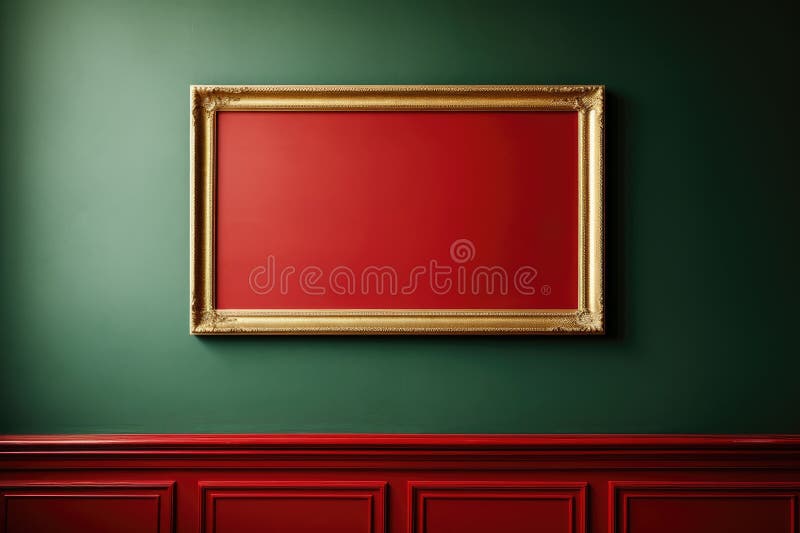 Picture Frame on Green Paint Wall Stock Illustration - Illustration of ...