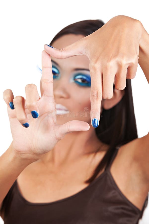 Picture frame hand sign stock photo. Image of hands, woman - 21572296
