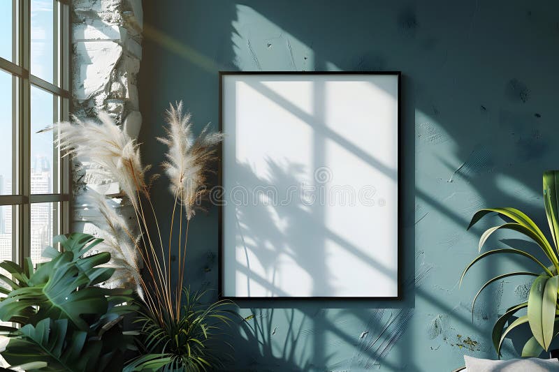 Picture Frame Hanging beside Plants. Generative AI Stock Illustration ...