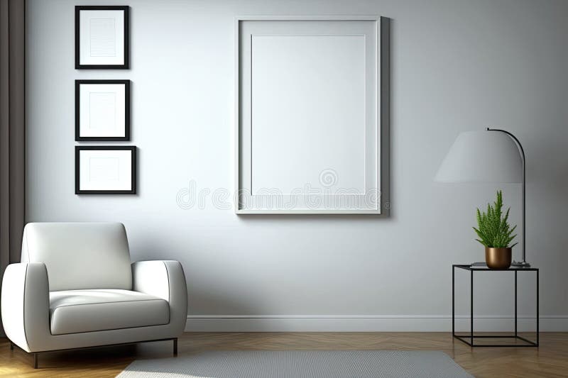Picture Frame Hanging in the Room Interior Stock Illustration ...
