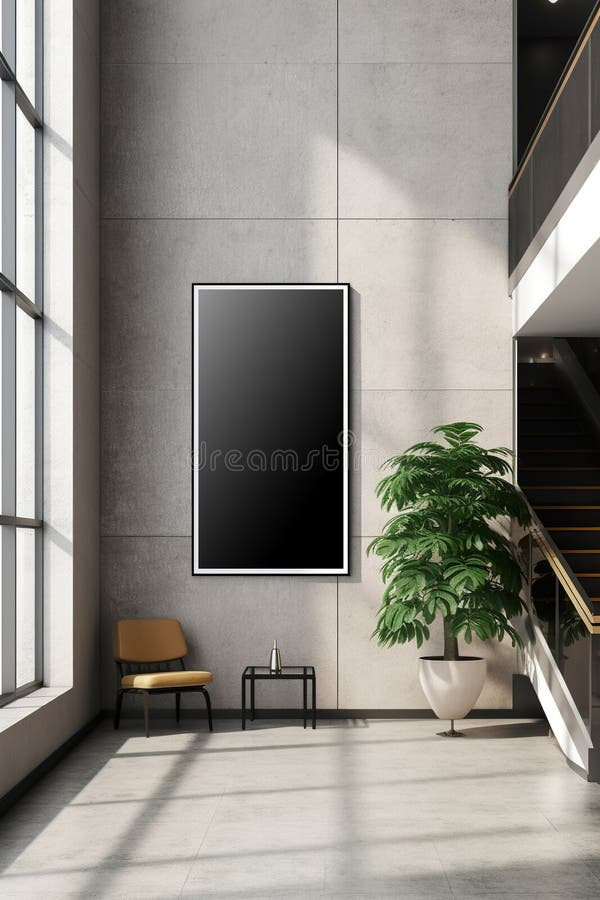 A Picture Frame Hanging on a Wall in a Lobby. Generative AI Image ...