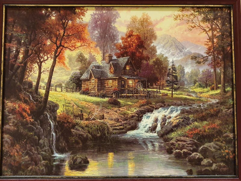 Picture Frame of House Near a River Stock Photo - Image of wall, indoor ...