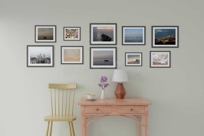 Picture Frame Interior Room Design 3d Render Stock Illustration ...