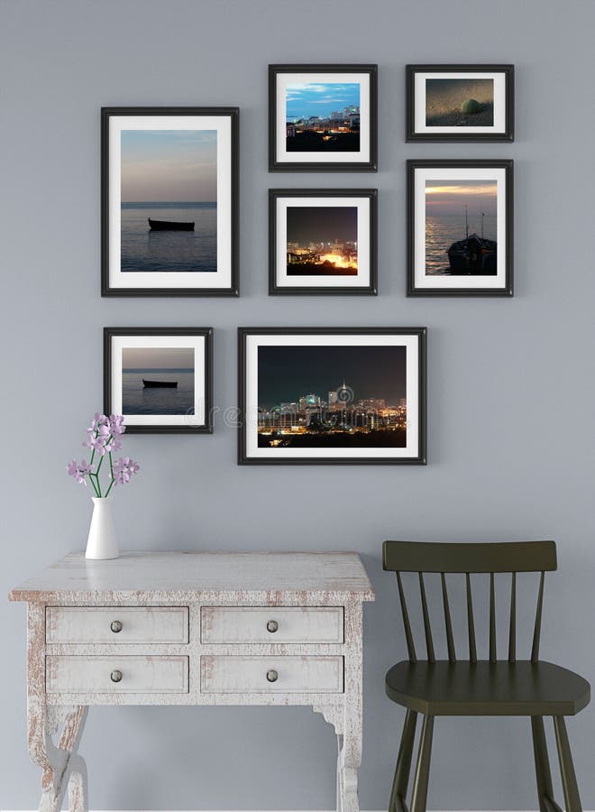 Picture Frame Interior Room Design 3d Render Stock Illustration ...
