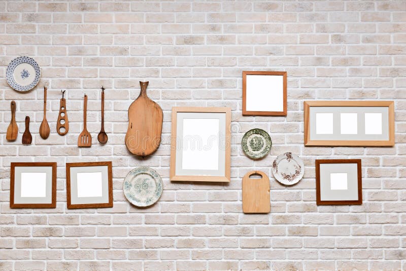 Picture Frame in Kitchen Wall Stock Photo - Image of decor, design ...
