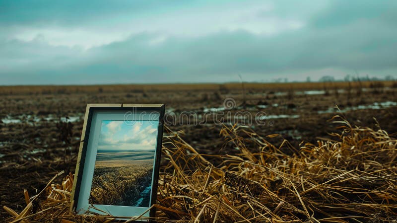 A Picture Frame in the Middle of a Field Stock Photo - Image of ...