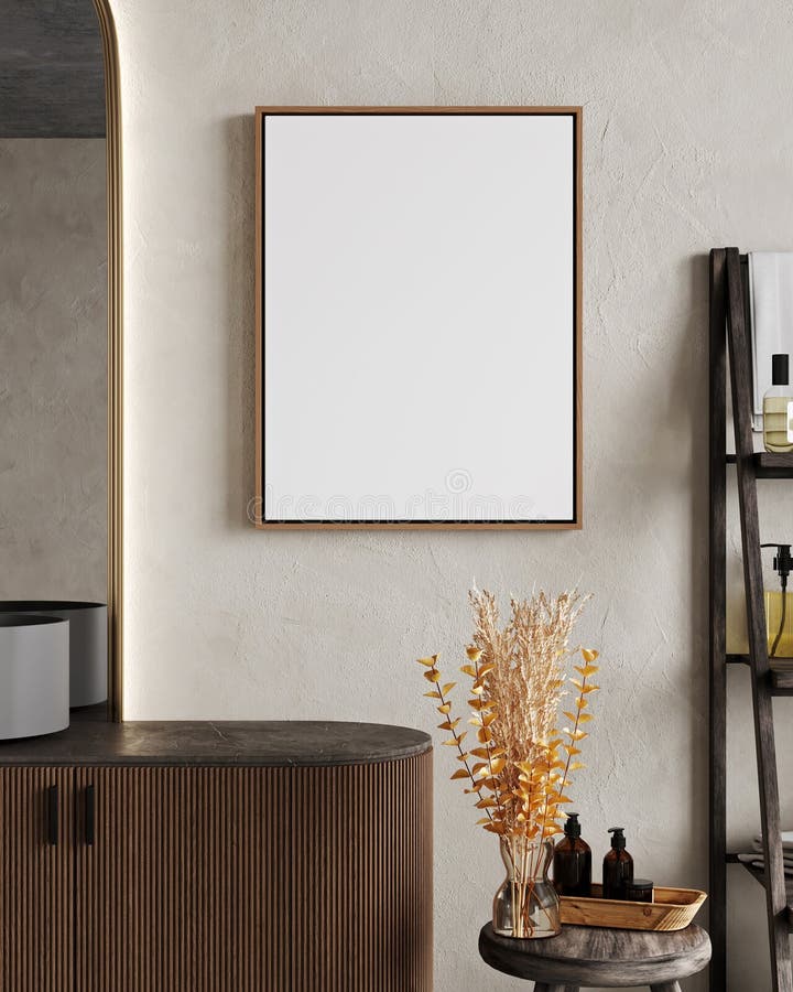 Picture Frame Mock Up in Modern Bathroom with Sink, Mirror and ...